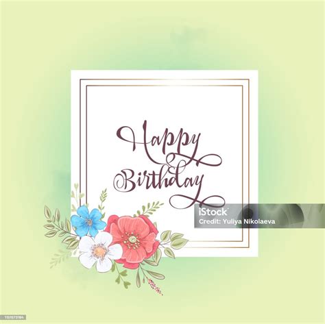 꽃과 텍스트 공간 생일 결혼 축 하에 대 한 수채화 템플릿입니다 손 그리기 벡터 일러스트 0명에 대한 스톡 벡터 아트 및 기타