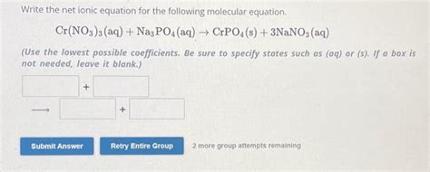 Solved Write The Net Ionic Equation For The Following Chegg