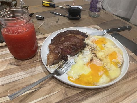 Runny Egg Yolk And With A Bit Of Salt Make The Perfect Steak Sauce If