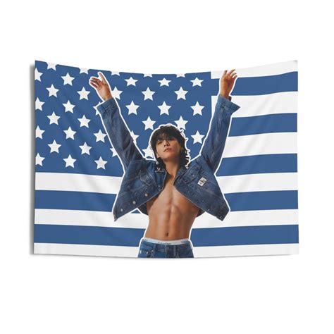 Jungkook Flag Banner Bts Jungkook American Flag Tapestry Jungkook