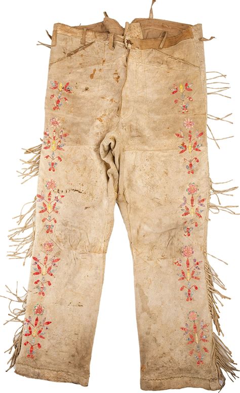 A Pair Of Sioux Quilled Hide Trousers C 1890 American Indian Lot