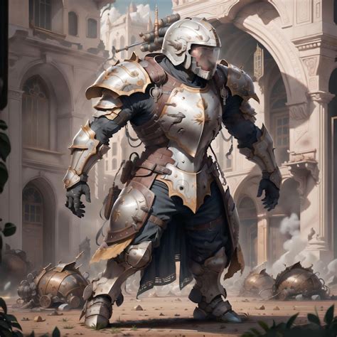 Premium Photo A Knight In Armor Stands In Front Of A Building With A