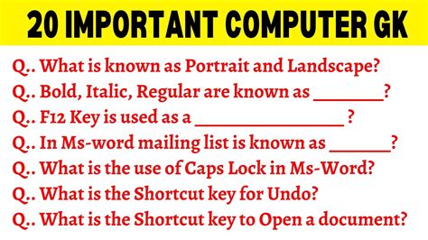 20 Computer Gk Questions And Answers Computer Important Questions