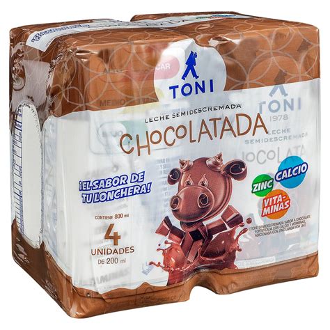 Pack 4 Uds Leche Toni de Chocolate Cartón 200ml 908945