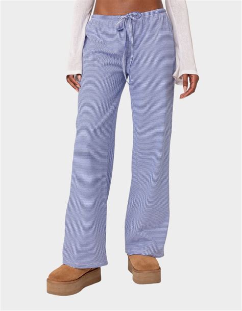 Edikted Olivia Striped Loose Fit Pants Light Blue Tillys