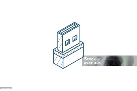 Usb フラッシュ ドライブ等角アイコン3dラインアート技術図面編集可能ストロークベクトル 3dのベクターアート素材や画像を多数ご用意