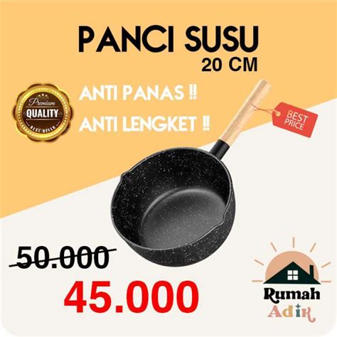 Jual Panci Susu Mie Rebus Air Teflon Teplon Gagang Kayu Serbaguna MURAH