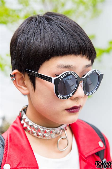 Harajuku Girl In Hellcatpunks And Glad News W Biker Jacket Leather
