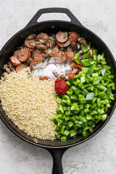 One Pan Orzo And Chicken Sausage