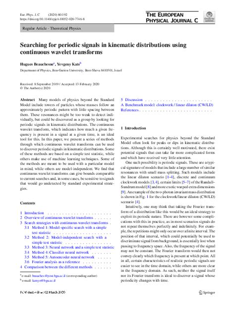 Pdf Searching For Periodic Signals In Kinematic Distributions Using