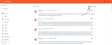 Comments Spam And Settings Life And Linda