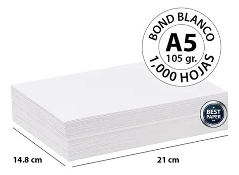 Papel Bond Blanco A5 105 Gr 1 000 Hojas Blanco Mercadolibre