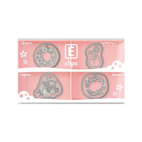 Midori Etching E Clips Flower 16 Clips Bumbo Stationeries