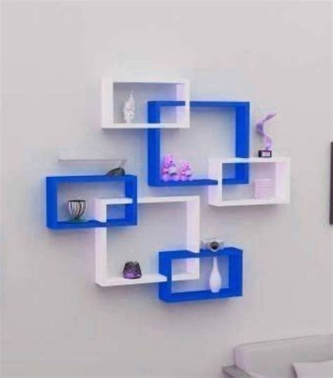 Modern Intersecting Wall Shelf Home Wall Decor Set Of 6 Blue And White