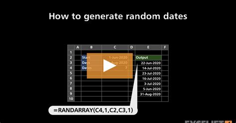 How To Generate Random Dates Video Exceljet