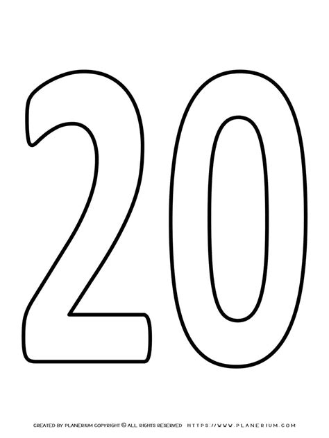 20 Number Numbers Color Colouring Pages Tracing Coloring Sketch