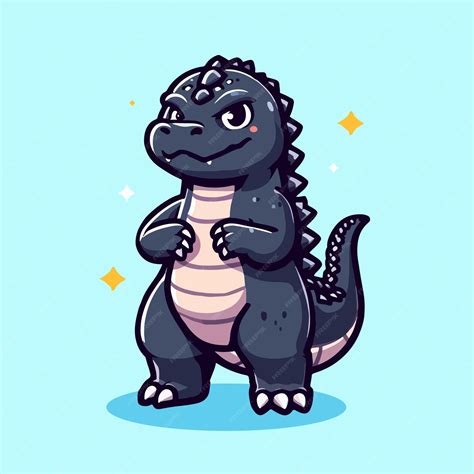 Симпатичная векторная иллюстрация Годзиллы Премиум векторы
