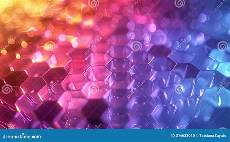 Rainbow Hexagon Grid Cell Banner Iridescent Shimmering Radiance Abstract Honeycombs Ai