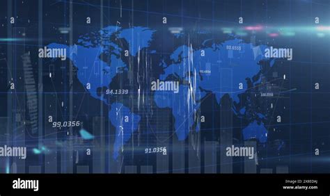 World Map Showing Numerical Data Glowing With Blue Background Stock