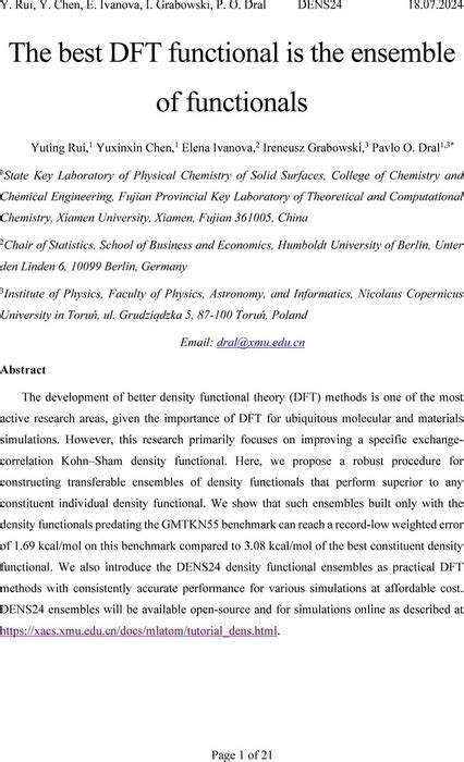 The Best Dft Functional Is The Ensemble Of Functionals Theoretical And Computational Chemistry