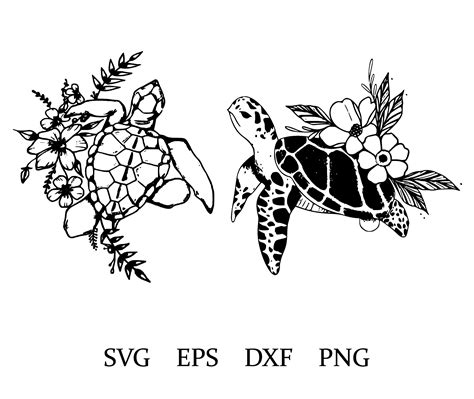 Flower Turtle Svg Turtle Svg Sea Turtle Clipart Etsy