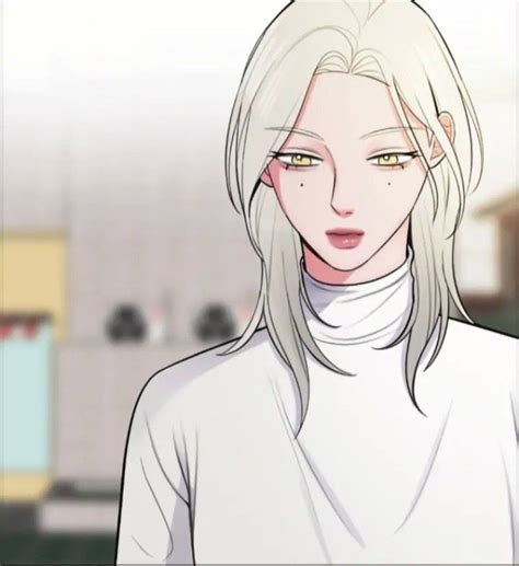 An Anime Character With Blonde Hair Wearing A White Turtle Neck Sweater