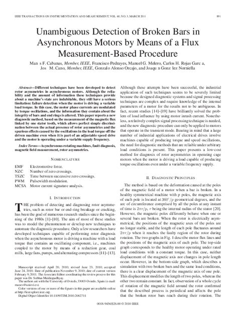 Pdf Unambiguous Detection Of Broken Bars In Asynchronous Motors By Means Of A Flux Measurement