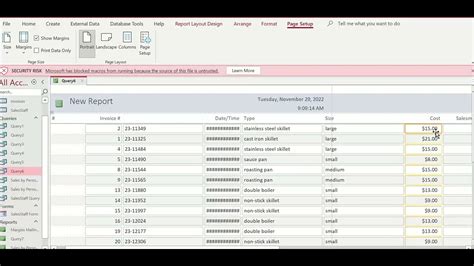 making a report in access youtube