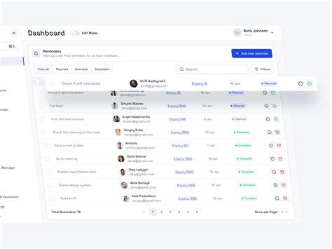 📌 Reminder For Team Task Table For Saas Dashboard By Equal On Dribbble