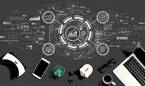 Data Analysis Concept With Electronic Gadgets And Office Supplies Stock