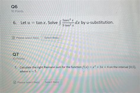 Solved Q Points Sec X Let U Tan X Solve Dx By Chegg Com