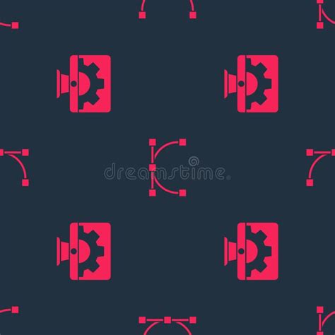 Set Web Development And Bezier Curve On Seamless Pattern Vector Stock Vector Illustration Of