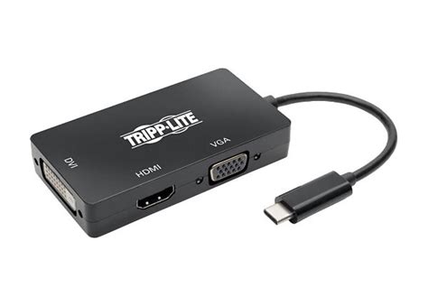 Tripp Lite Usb C Multiport Adapter Hdmi Dvi Vga 4kx2k Usb Type C Black U444 06n Hdv4kb