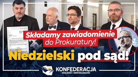 Składamy zawiadomienie do prokuratury na ministra Niedzielskiego za
