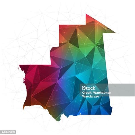 Mauritania Map Abstract Polygon Vector Illustration Low Poly Colorful