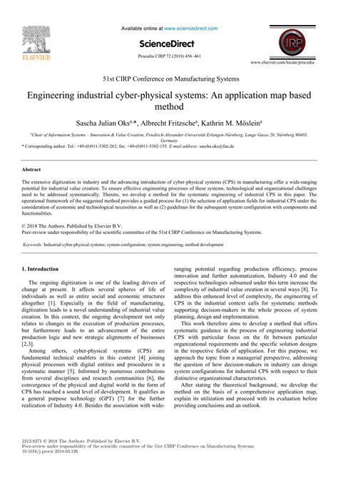 Pdf Engineering Industrial Cyber Physical Systems An Application Map