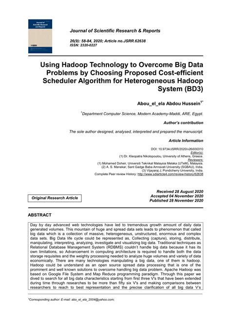 Pdf Using Hadoop Technology To Overcome Big Data Problems By Choosing