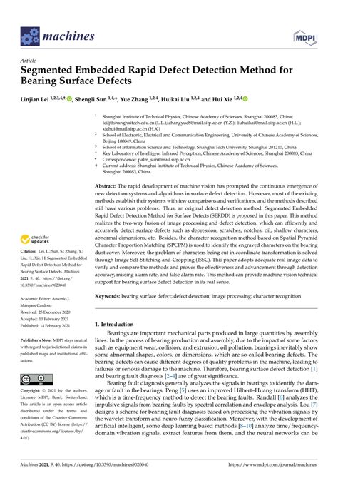 PDF Segmented Embedded Rapid Defect Detection Method For Bearing Surface Defects