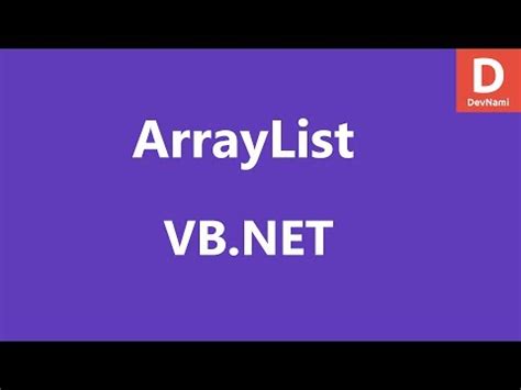 Learn VB Net ArrayList Mind Luster