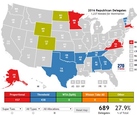 Republican Delegate Count By State Map Map