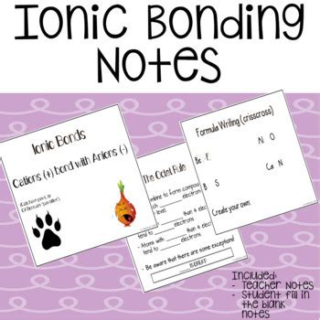 Ionic Bonds Notes By ALL THE THINGS MATTER TPT