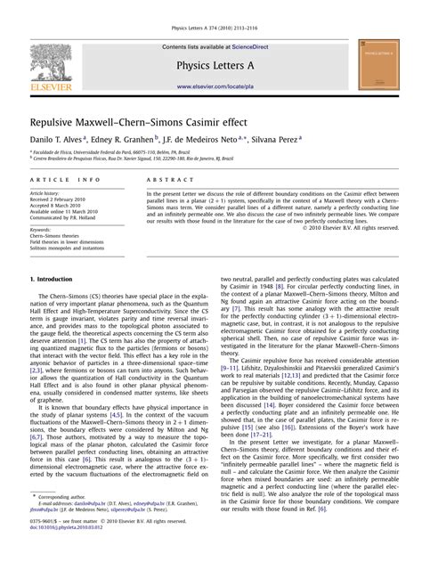 Pdf Repulsive Maxwell Chern Simons Casimir Effect