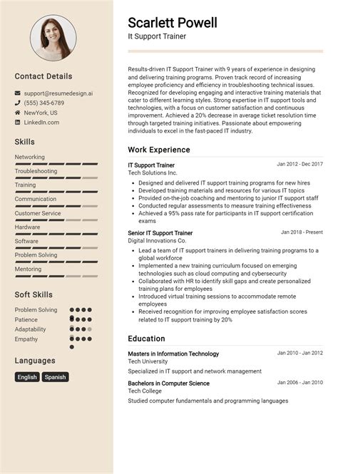 24 It Support Trainer Resume Examples And Templates For 2024