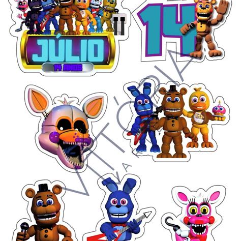 Topo De Bolo Five Nights At Freddy S Arte Digital Elo7