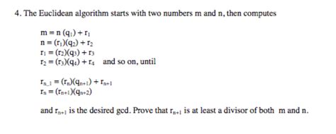 Solved The Euclidean Algorithm Starts With Two Numbers M And