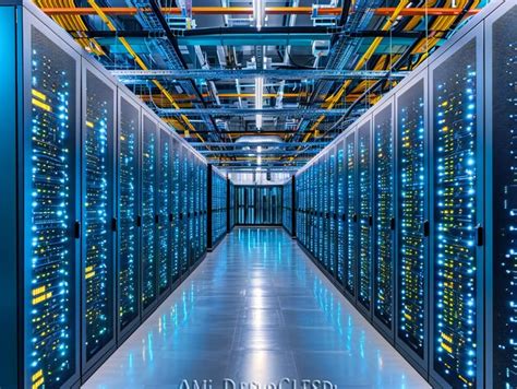 Hightech Server And Networking Rack Digital Datacenter With Modern Computing Infrastructure