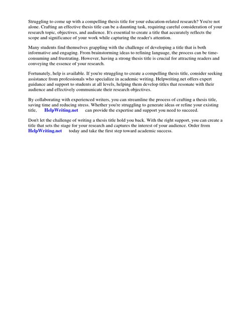 Thesis Title Examples For Education Download Free Pdf Thesis Apa
