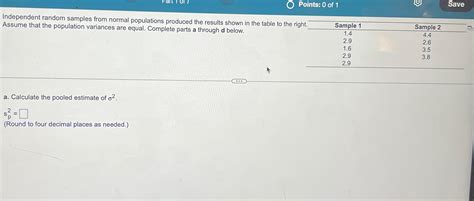 Solved Independent Random Samples From Normal Populations