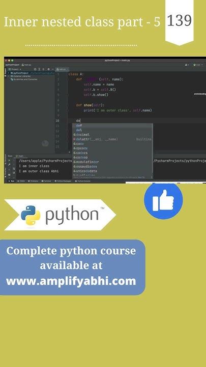Python Inner Nested Class Part 5 Py Srt 139 Youtube