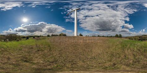 Full Seamless Spherical 360 Hdri Panorama View Near Huge Windmill